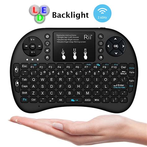 Rii I8 2 4ghz Mini Wireless Keyboard With Touchpad Led Backlit Rechargeable Battery