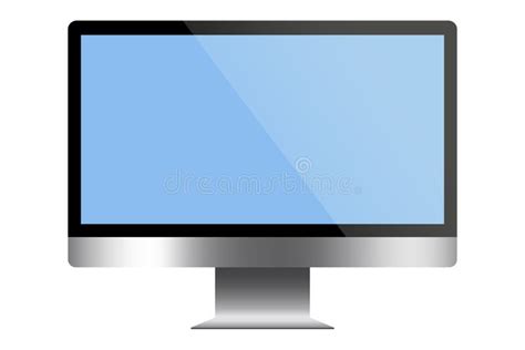 Computer Monitor Screen Flat Insulated Monitor LCD Display With Blue Desktop Realistic Large