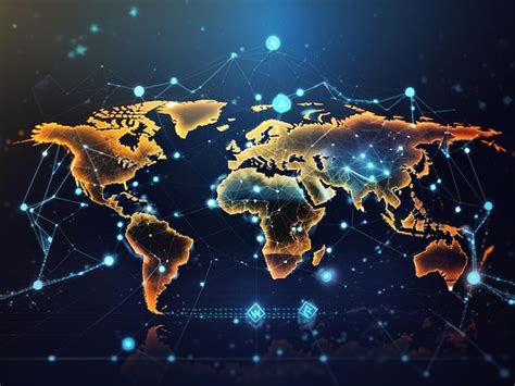 Premium Photo Futuristic Blockchain Technology Hud Background