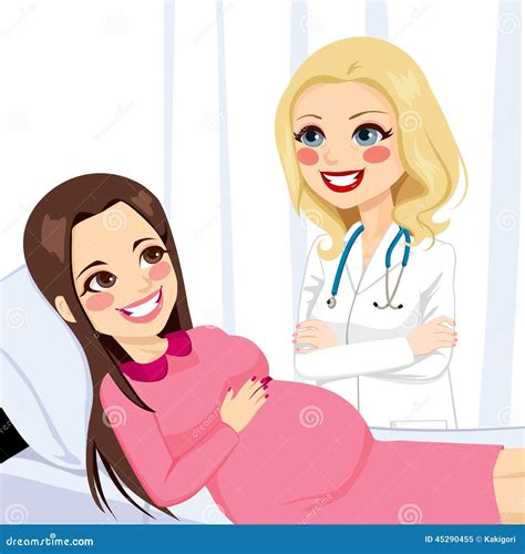 El Doctor Visit De Mujer Embarazada Ilustración del Vector Ilustración de examen vientre
