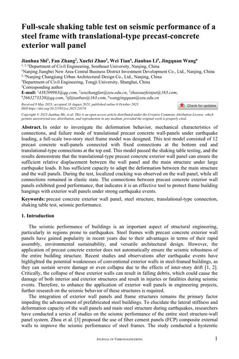 Pdf Full Scale Shaking Table Test On Seismic Performance Of A Steel Frame With Translational
