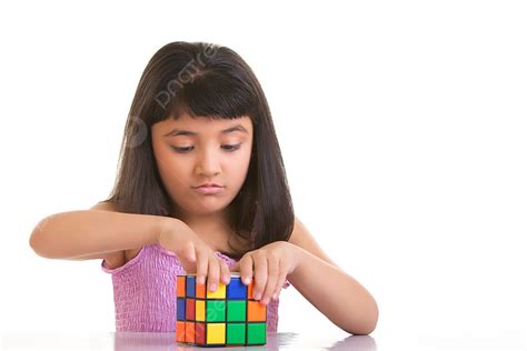Girl Working With Rubiks Cube Photo Background And Picture For Free Download Pngtree