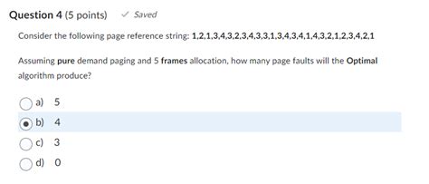 Solved Consider The Following Page Reference String