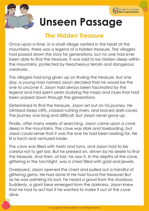 English Unseen Passage Worksheet For Class 2 Printabl