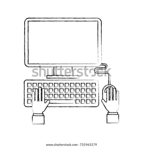 Hands Programmer Working Keyboard Laptop Stock Vector Royalty Free 731963179