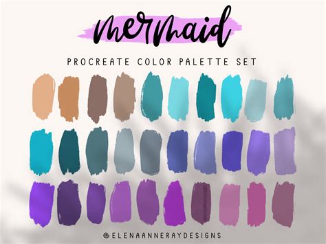6 Procreate Color Palettes Mermaid Procreate Color Palette Etsy