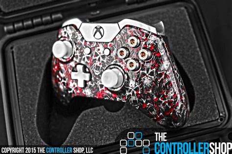 Custom Silver Angry Skulls Video Game Controller Shell With Red Splatter