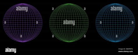 Globe Grid Spheres Striped 3d Wireframe Spheres Geometry Globe Grid Earth Latitude And