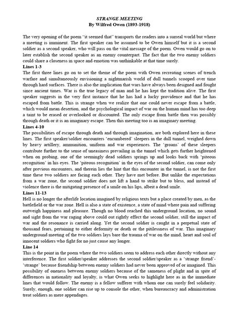 Analysis Strange Meeting Pdf