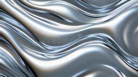 Flowing Metallic Texture With Smooth Reflective Surface And Waves Stock Illustration
