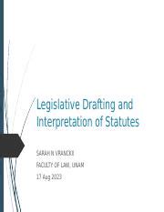 Legislative Drafting And Interpretation Of Statutes Mastering Course