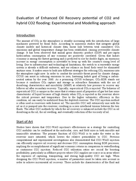 Evaluation Of Enhanced Oil Recovery Potential Of Co2 And Hybrid Co2 Flooding By Shubham Pdf