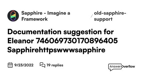 Documentation Suggestion For Eleanor Sapphire Guide Results