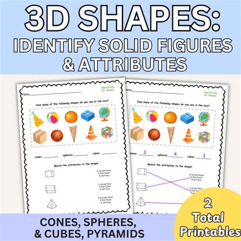 3d Shapes Worksheet Identify Solid Figures And Attributes Faces Edges