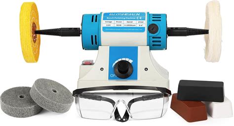 Baoshishan Bench Buffer Jewelry Polisher Variable Speed Benchtop Polishing Buffing Machine