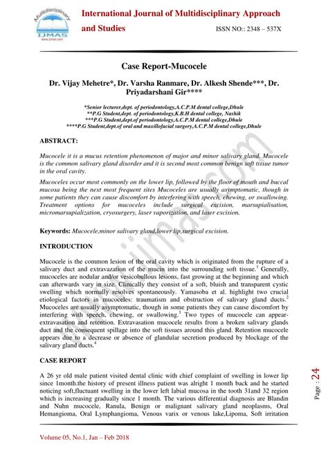 Pdf Mucocele Case Report
