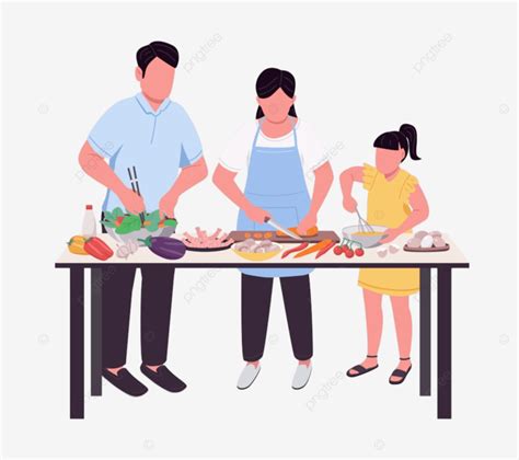 가족이 함께 저녁 식사를 준비하는 테이블 세미 플랫 컬러 벡터 문자 어린이 비탄 벡터 Png 일러스트 및 벡터 에 대한 무료 다운로드 Pngtree