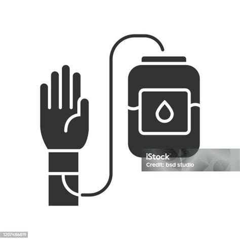 기증자 문말 아이콘입니다 혈액 기증 및 수혈 자원봉사 활동 세계 기증자의 날 치료 기증자 손과 혈액 가방 실루엣 기호입니다 음수