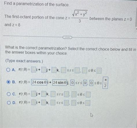 Solved Find A Parametrization Of The Surface The Chegg