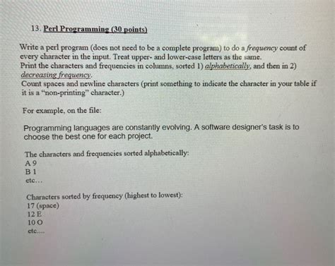 13 Perl Programming 30 Points Write A Perl Program