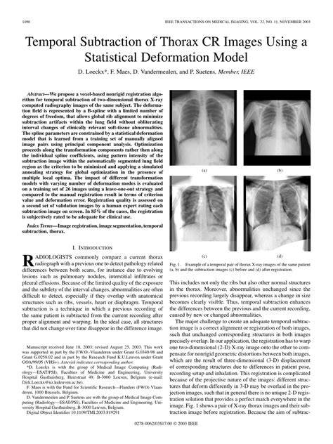 Pdf Temporal Subtraction Of Thorax Cr Images Using A Statistical