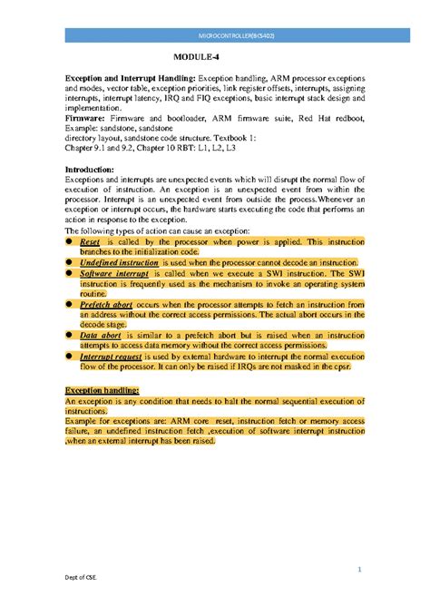 Mc Bcs402 Notes Module 1 To 5 Semester Iv Subject Microcontrollers Subject Code Bcs 402