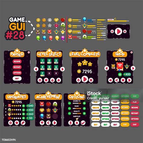 게임 Gui 28 비디오 게임에 대한 스톡 벡터 아트 및 기타 이미지 비디오 게임 그래픽 사용자 인터페이스 아케이드 Istock