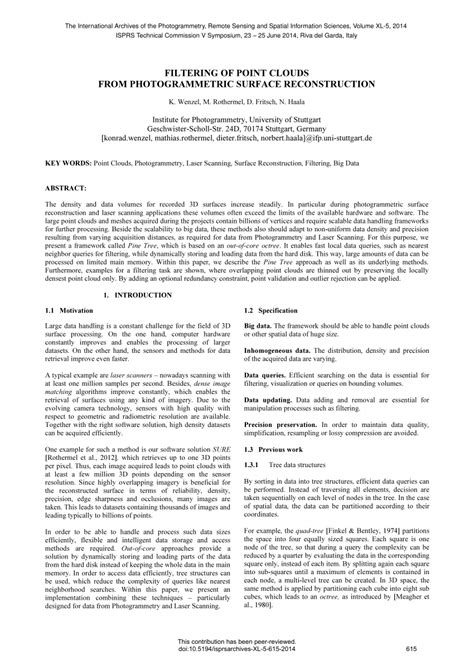 Pdf Filtering Of Point Clouds From Photogrammetric Surface Reconstruction