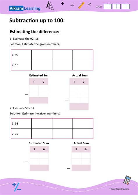 Download Subtraction Up To 100 With Regrouping Worksheets For Free