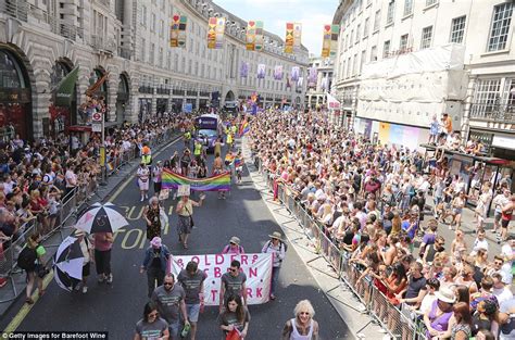 London Pride Capital Bursts With Rainbow Colours Daily Mail Online