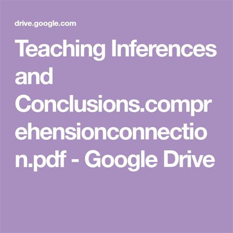 Teaching Inferences And Conclusions Anchor Chart