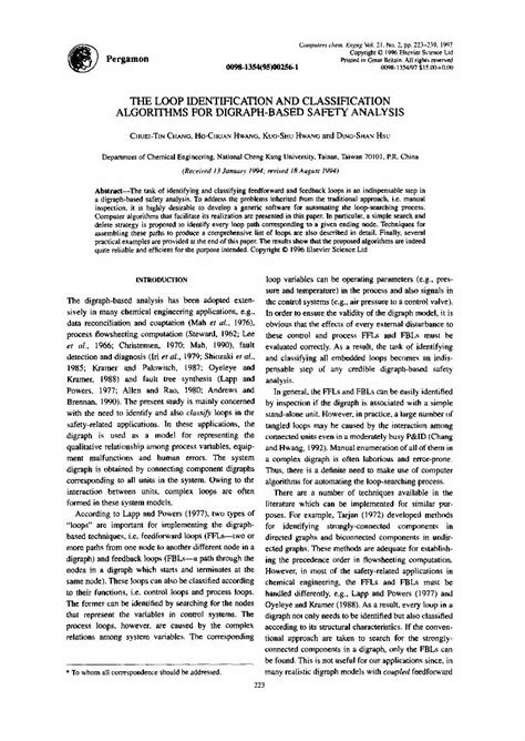 pdf the loop identification and classification algorithms for digraph based safety analysis
