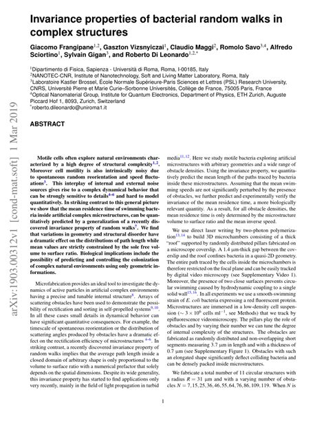 Pdf Invariance Properties Of Bacterial Random Walks In Complex Structures