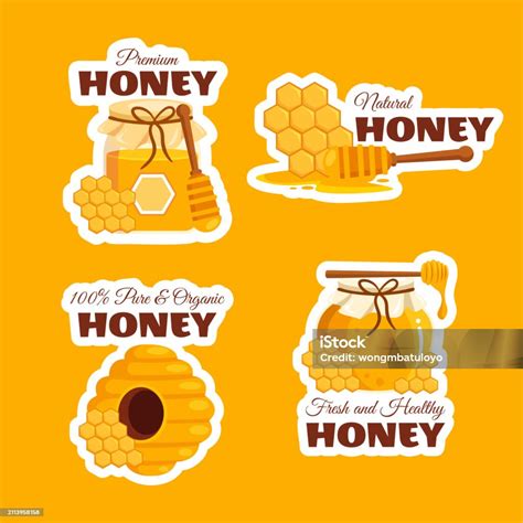 꿀 가게 라벨 플랫 만화 손으로 그린 템플릿 배경 일러스트 건강한 생활방식에 대한 스톡 벡터 아트 및 기타 이미지 건강한 생활방식 꽃 식물 꿀 Istock