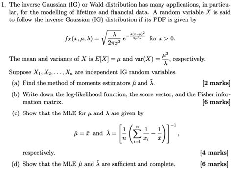 The Inverse Gaussian Ig Wald Distribution Has Many Applications In
