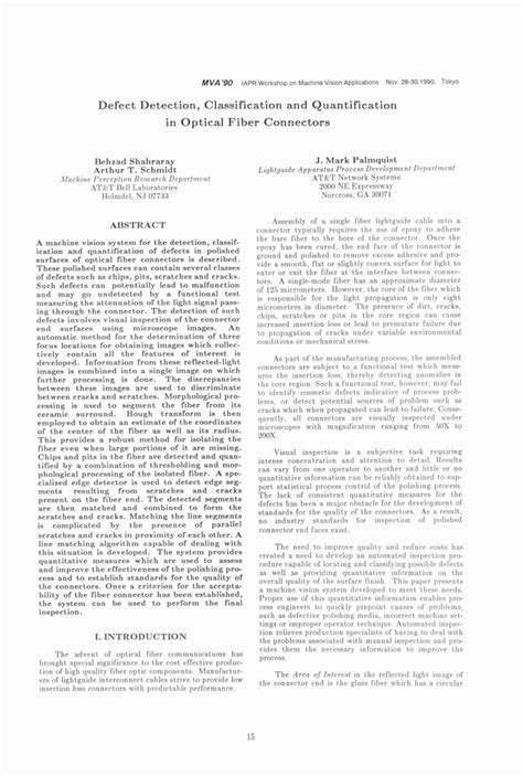[pdf] defect detection classification and quantification in optical fiber connectors