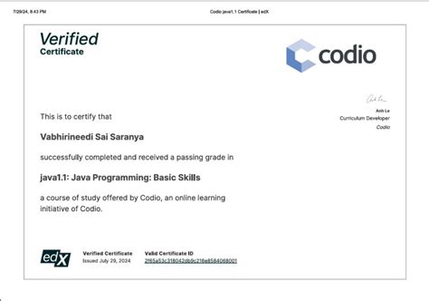 completed java programming course on edx sai saranya vabhirineedi posted on the topic linkedin