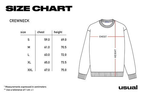 Crewneck Size Chart Usual