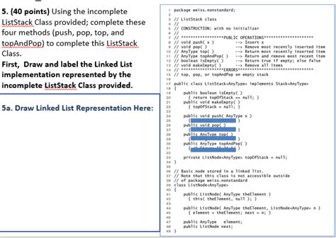 Solved 5 40 Points Using The Incomplete ListStack Class Chegg