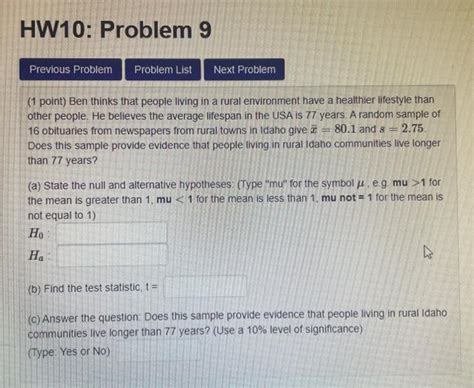Solved Hw10 Problem 9 Previous Problem Problem List Next