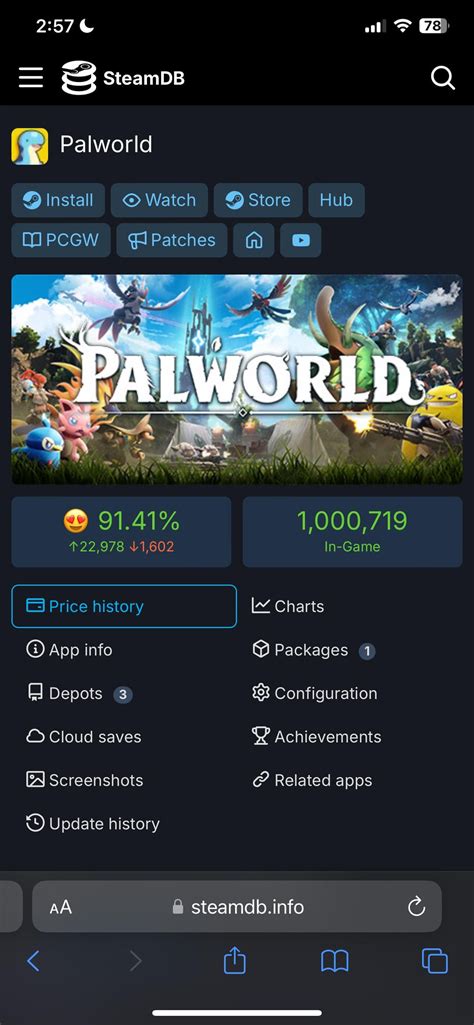 Palworld Has Hit 1 Million Concurrent Users On Steam Rpalworld