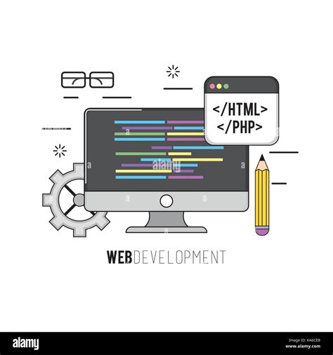 Computer With Code Programing Software Data Stock Vector Image And Art Alamy