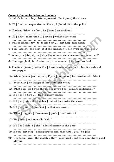 Exercise Conditionals ESL Worksheet By Moshy77