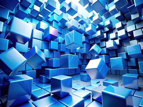 Dynamic Blue Cube Animation A Looping Abstract Architectural Visual Featuring Geometric Shapes