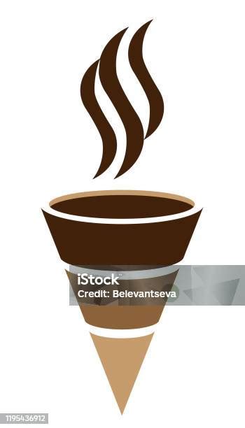 카페 로고 그리기 커피 컵과 증기 카페 크리에이티브 디자인 0명에 대한 스톡 벡터 아트 및 기타 이미지 0명 갈색 기하 Istock