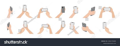 hand holding mobile phone horizontally vertically stock vector royalty