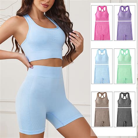 Qatainlav Womens 2 Piece Outfits Racerback Crop Tank Tops Sports Bra