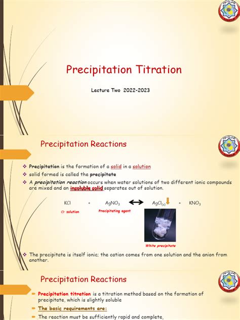 Precipitation Titration Pdf Precipitation Chemistry Chemical
