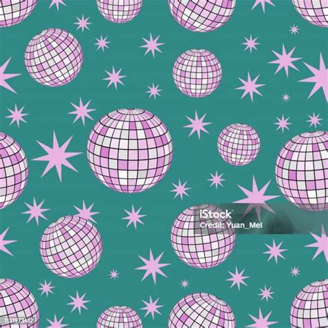 나이트 클럽 디자인에 대 한 디스코 공 완벽 한 패턴입니다 녹색 배경에 화려한 디스코 공 세련 된 패턴입니다 벡터 벡터 일러스트