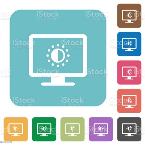 Adjust Screen Saturation Rounded Square Flat Icons Stock Illustration Download Image Now